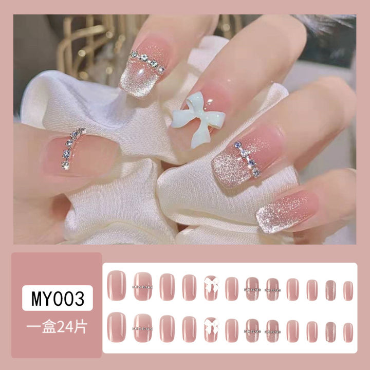 24 Pcs artificial Fake Nails Box For Women added with Liquid Glue ...