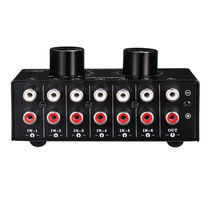 6 Input 1 RCA Audio Signal Selector Switch with Volume Adjustment ...