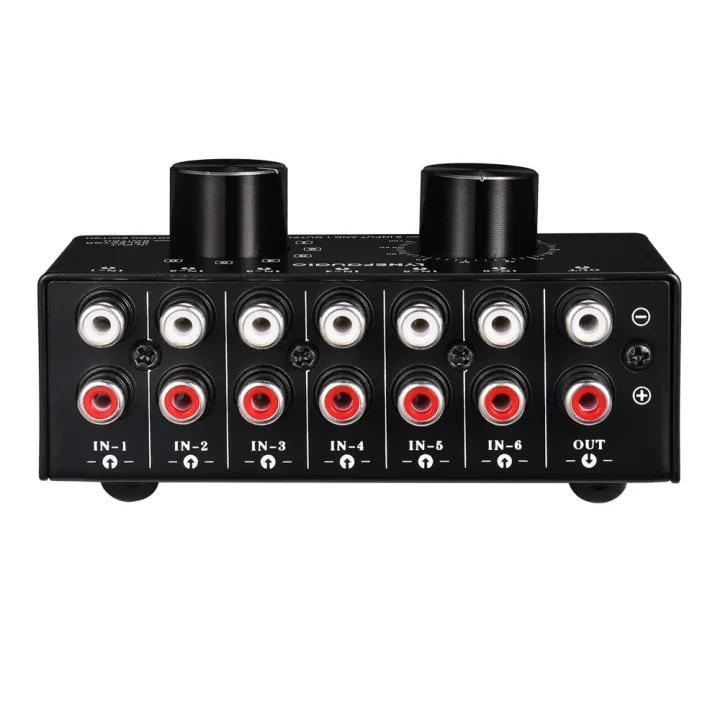 6 Input 1 RCA Audio Signal Selector Switch with Volume Adjustment ...