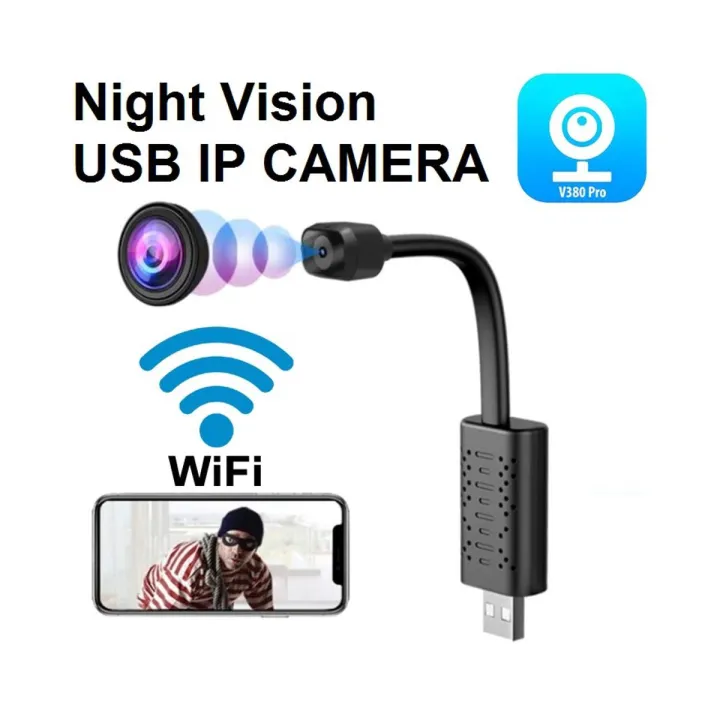 Wifi App Control P2P Mini USB Night Vision Surveillance CCTV Recorder U23 V380 Live HD IP ...