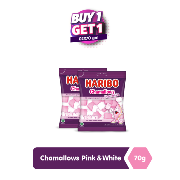 Buy 1 Get 1 Free - Haribo Chamallows Pink & White Candy 70gm ( 2 Pack x ...
