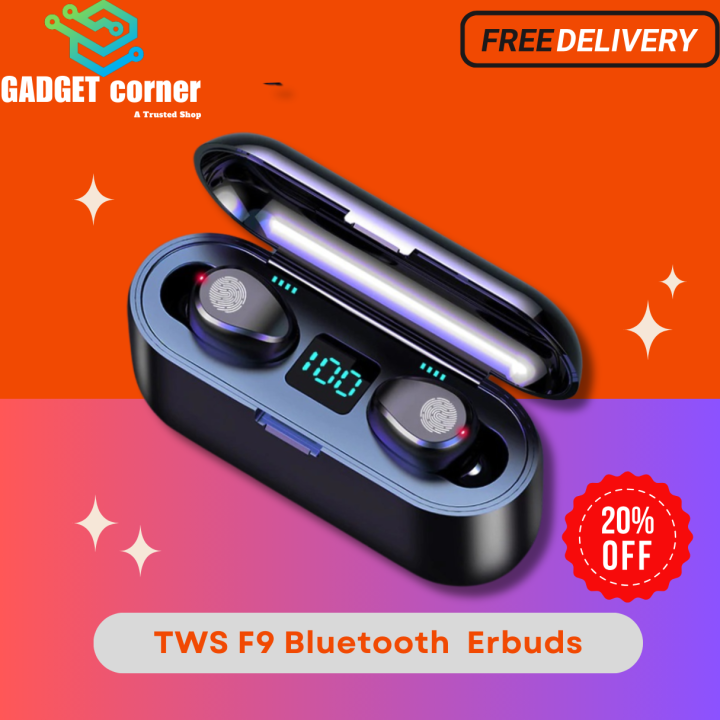 F9 Bluetooth Earphone V5.0 Tws Wireless Earphone - Black - Bluetooth ...