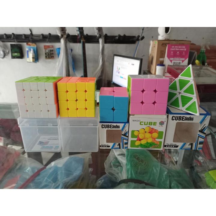 Magic Cube Combo Set of 2x2 3x3 4x4 5X5 & Pyramid Rubiks Cube high Speed sticker less Cube ...