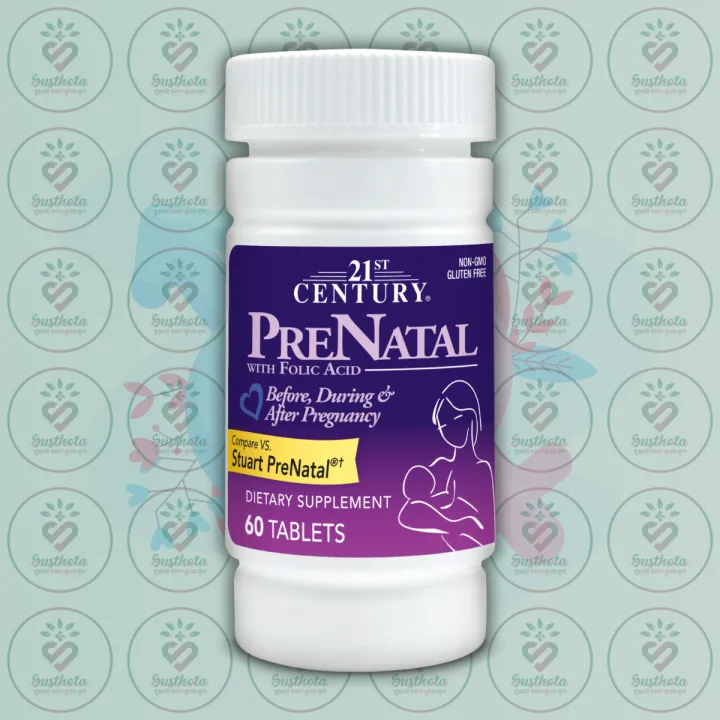 21st Century PreNatal with Folic Acid – 800 mcg – 60 Tablets – with ...