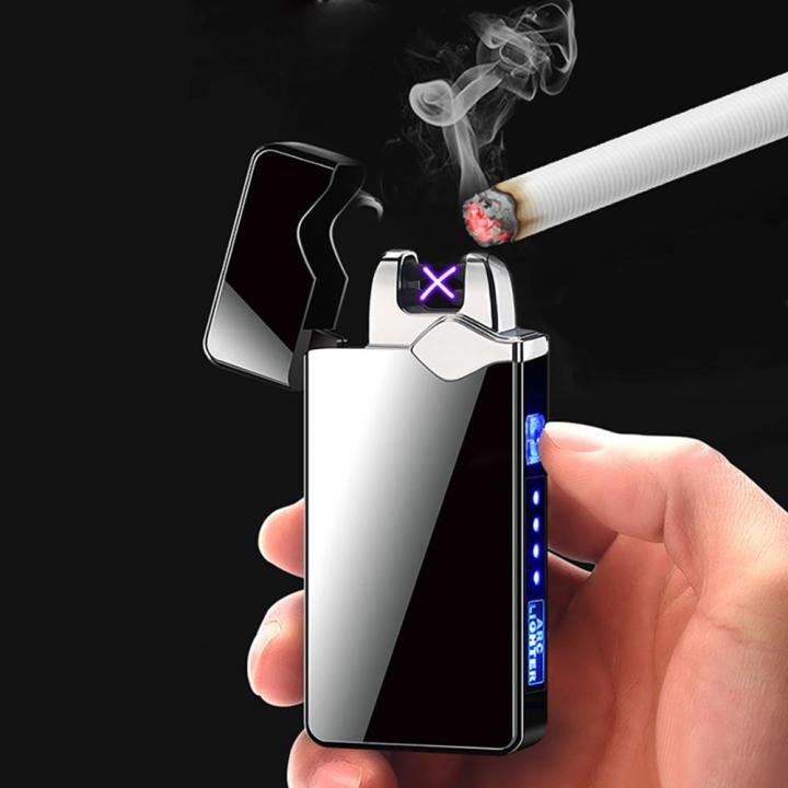 Windproof Dual Arc Flameless Electronic Rechargeable Electric Lighter ...