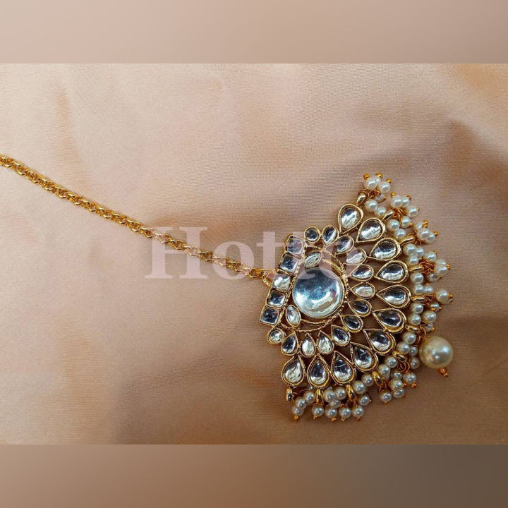 Stone Setting Womans Fashionable Tikli - White and Gold | Daraz.com.bd