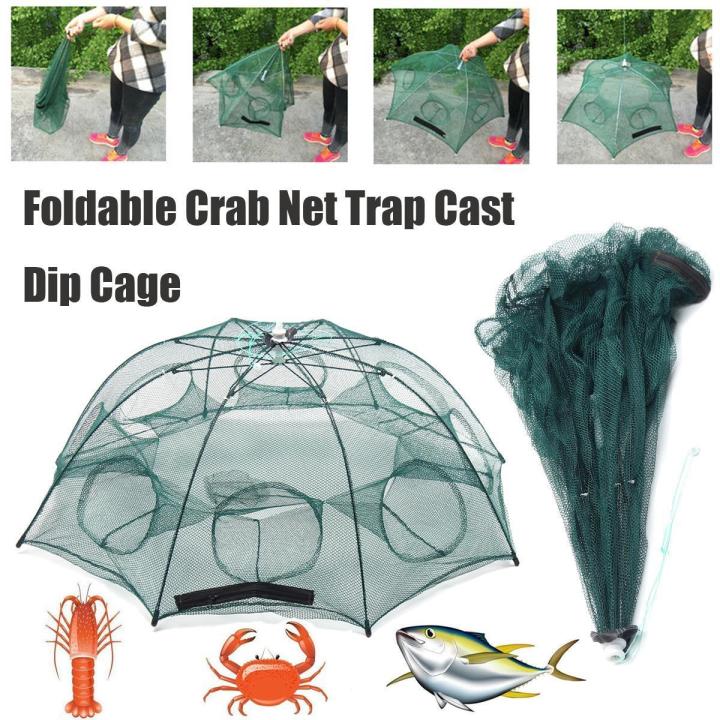 Foldable Fishing Bait Crab Net Trap Cast Dip Cage Fish Minnow Crawfish ...