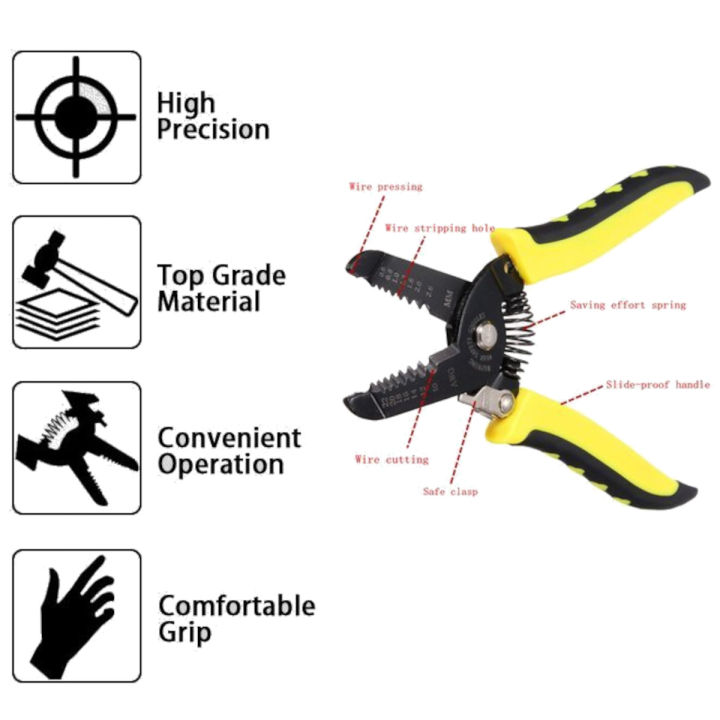 7 in 1 Wire Stripper Cutter 7 inch 180mm Multi-Purpose Self Adjusting ...