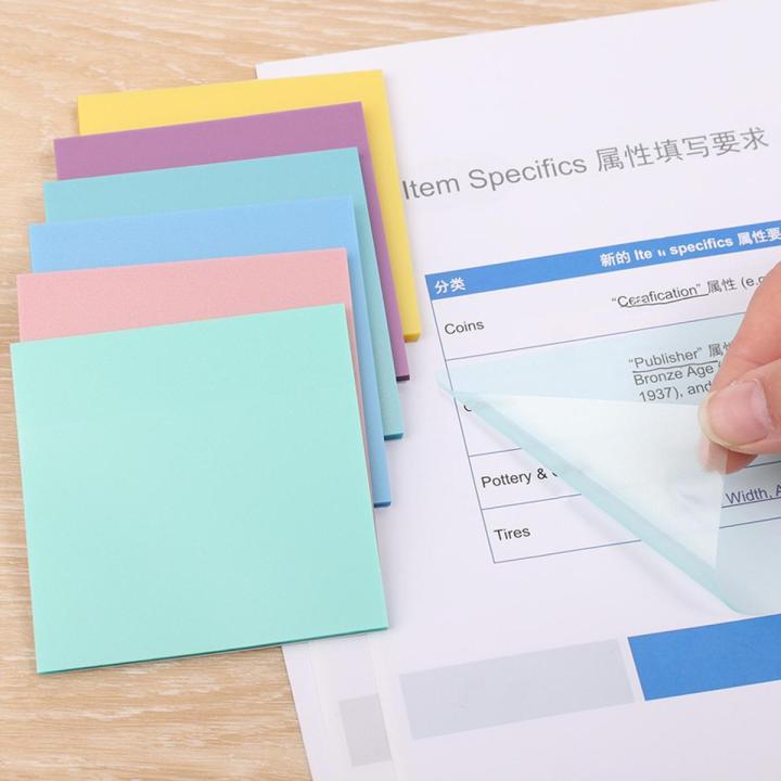 50 Sheets Color Transparent Sticky Note Self Adhesive Stickers ...