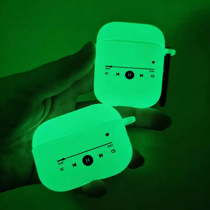 Music Player Luminous Airpods Case Cool Glow in the Dark Earphone Cover ...