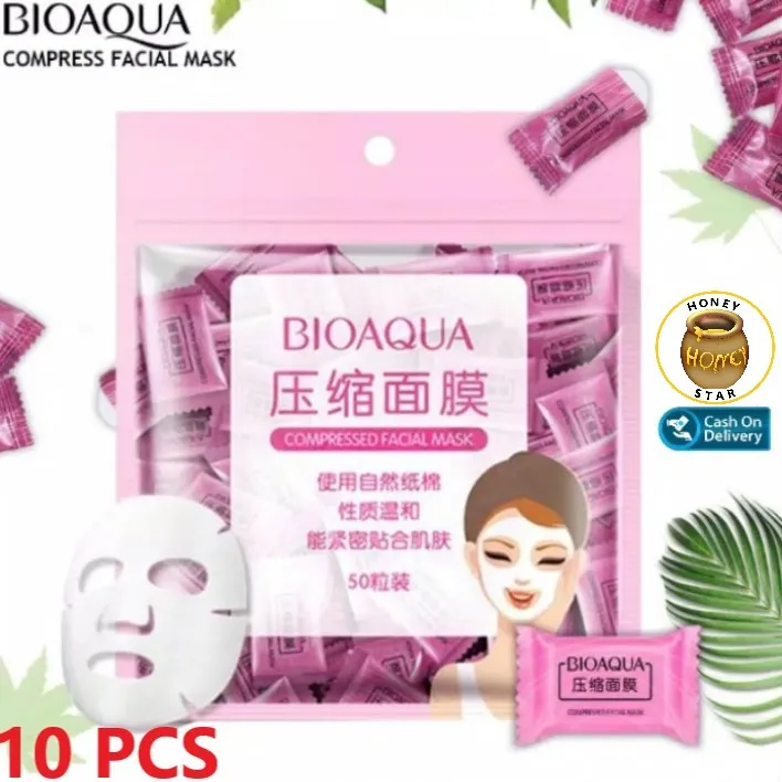 BioAQUA Compressed Facial Tablet Face Sheet Mask -10Pcs | Daraz.com.bd