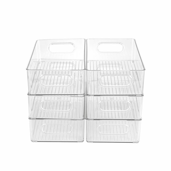 6Pcs with Cutout Handles Clear Plastic Pantry Food Storage Rack | Daraz ...
