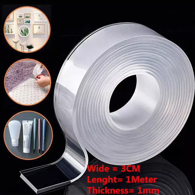 1M2CM/3CM Wide Clear Nano Double Side Adhesive Tape | Daraz.com.bd