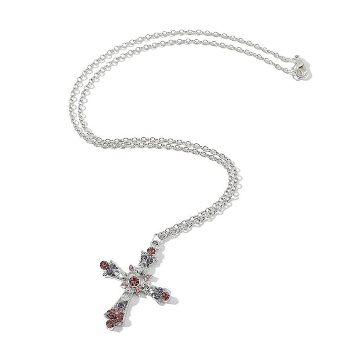【3C VictoryEagle】Gothic Punk Heart Cross Zircon Pendant Necklace ...