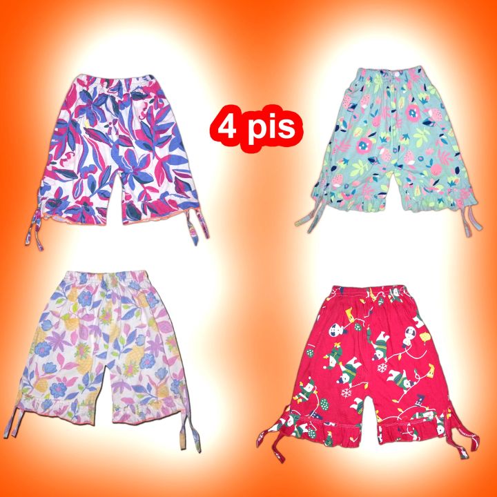 4 Pieces Combo girls lase half pant by any Color 0-8 years, boy pant ...