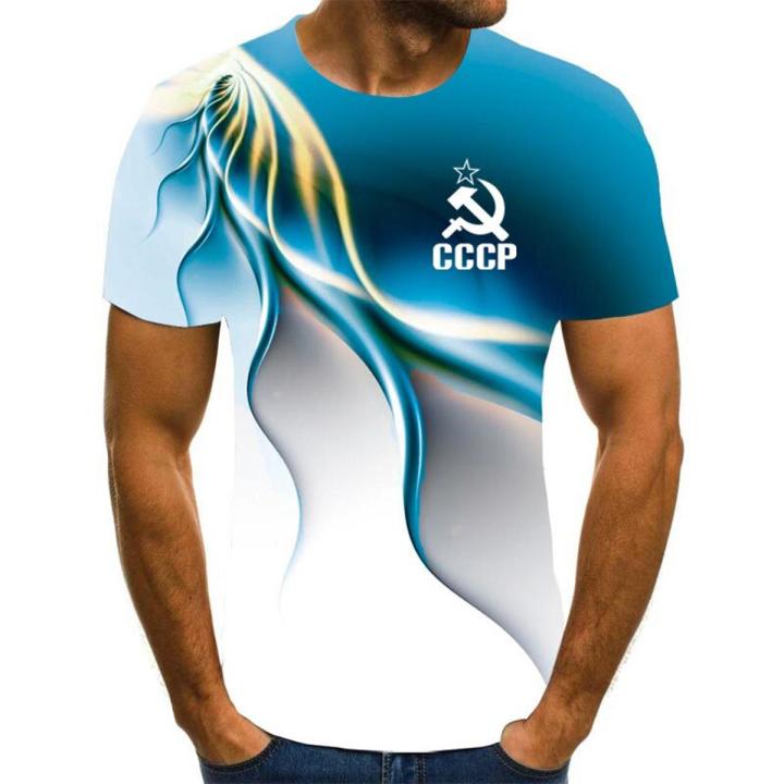 Men's T-shirt Summer CCCP Russia T-shirt Male Soviet Union Soviet Men's ...