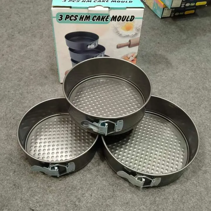 3 Piece Set Carbon Steel Springform Round Shape Cake Pan Mold Non-stick ...