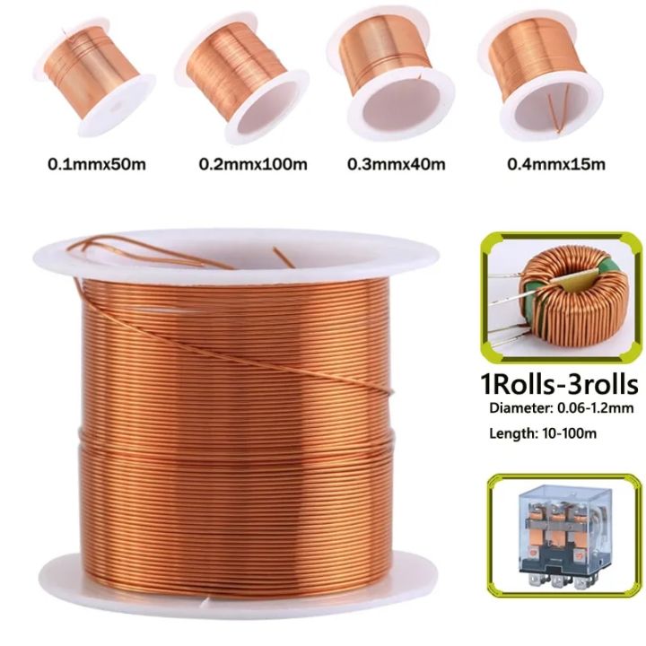 1-3Rolls copper lacquer wire 0.06mm -1.2mm Cable Copper Wire Magnet ...