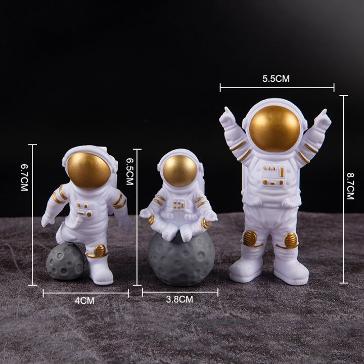 3pcs Astronaut Figurines Plastic Sculpture Modern Home Decor Miniatures Table Ornaments ...