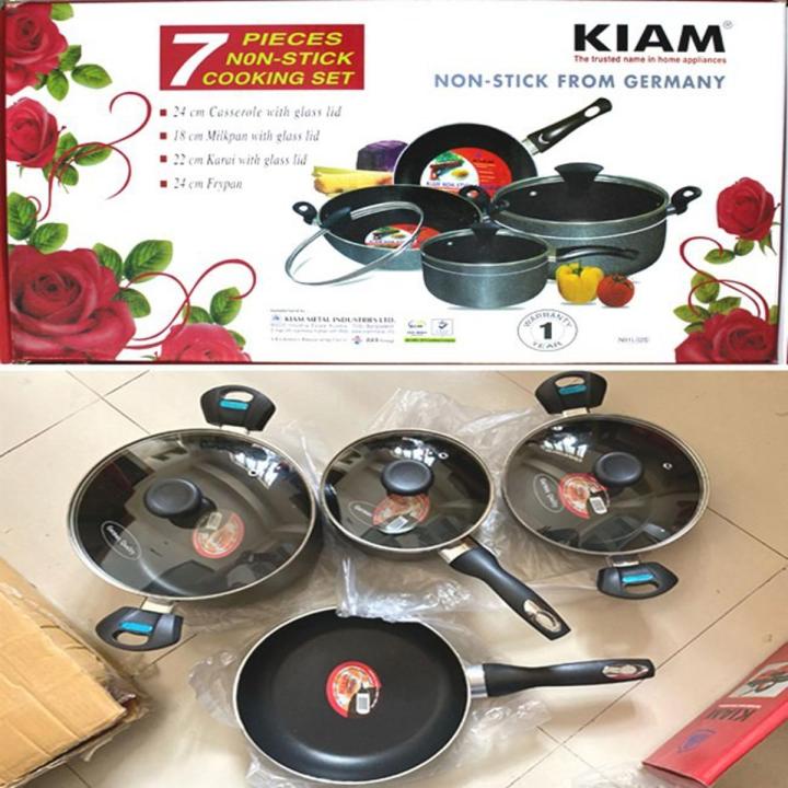 Premium Kiam Non Stick 7 Pcs Cookware Set | Daraz.com.bd