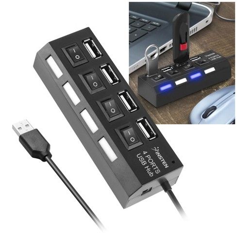 4 Ports USB 2.0 Hub LED USB Hub With Switch | Daraz.com.bd