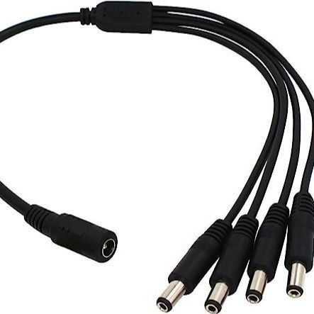DC Power Splitter Cable, 1 Female to 4 Male 5.5mm X 2.1mm Camera ...