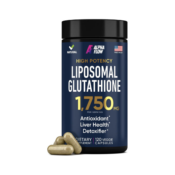 Alpha Flow High Potency Liposomal Glutathione 1750mg Dietary Supplement ...