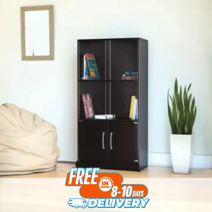 Furnisha Perfect Homes Glass Door Close Book Shelf-File Cabinet (Finish Color - Black) | Daraz ...