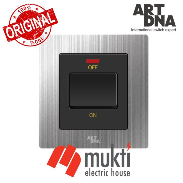 ART DNA A69 Steel Series 20A DP Socket Switch with Neon Geyser Electrical Wall Power with ...