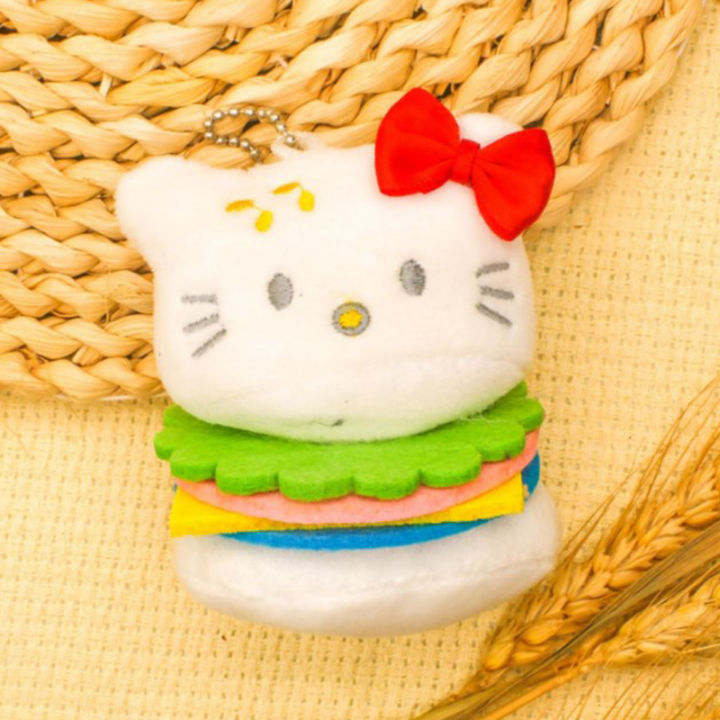 【New release】 Cute Cartoon Hello Kitty Burger Keychain Kawaii Plush ...