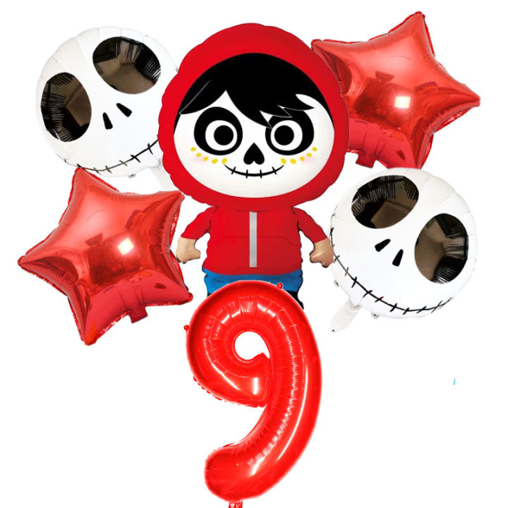 6pcs Cartoon boy Coco Balloon Halloween Foil Balloons Kids Skeleton ...