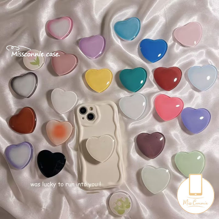 3D Relief Heart Colored Mobile Phone Back Bracket Korea Grip Tok 3D Heart Hot Pink Rainbow Cell ...