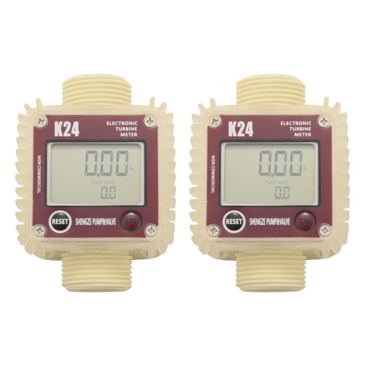 2X K24 Turbine Digital Oil Fuel Flow Meter Gauge for Chemicals Liquid ...
