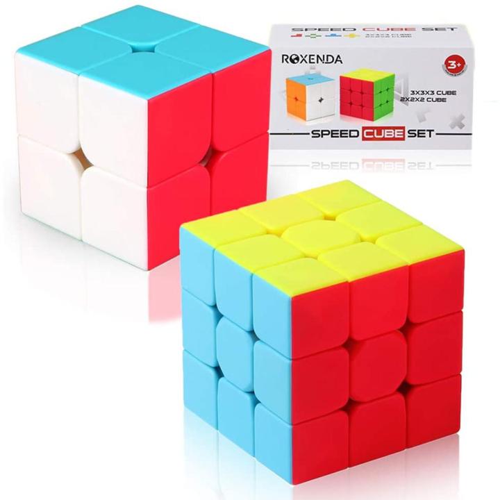 Roxenda Speed Cube Set of 2x2x2 3x3x3 Stickerless Magic Cube Enhanced ...