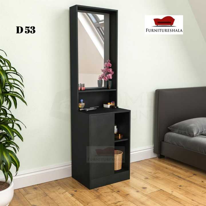FurnitureShala Stylish Dressing table Black Finish (6ft/1.5ft/1ft ...
