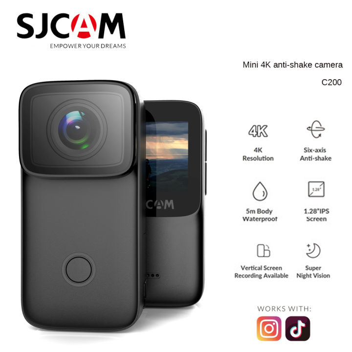 SJCAM SJ C200 4K Mini Vlog Video Camera 5M Body Waterproof Underwater ...