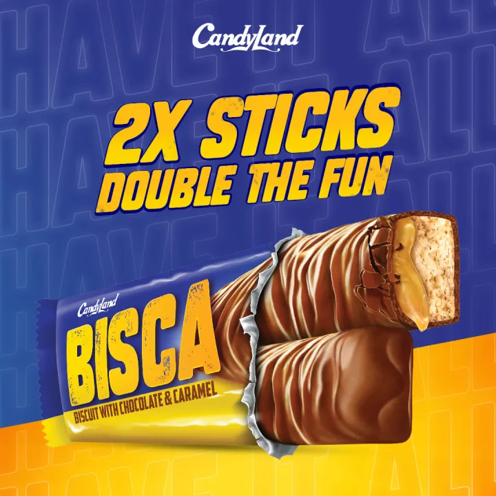 Bisca biscuite with chocolate and caramel 2x sticks 12pcs box ...