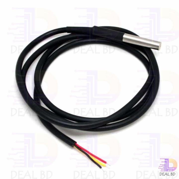 3 Wire DS18B20 Waterproof Digital Temperature Temp Sensor Probe 1M Stainless Steel Package ...