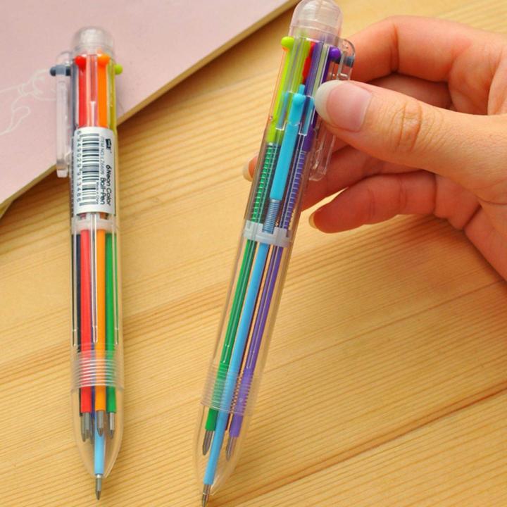 （New）Colour 6 In 1 Multi Colour Retractable Click Ballpoint Pen ...