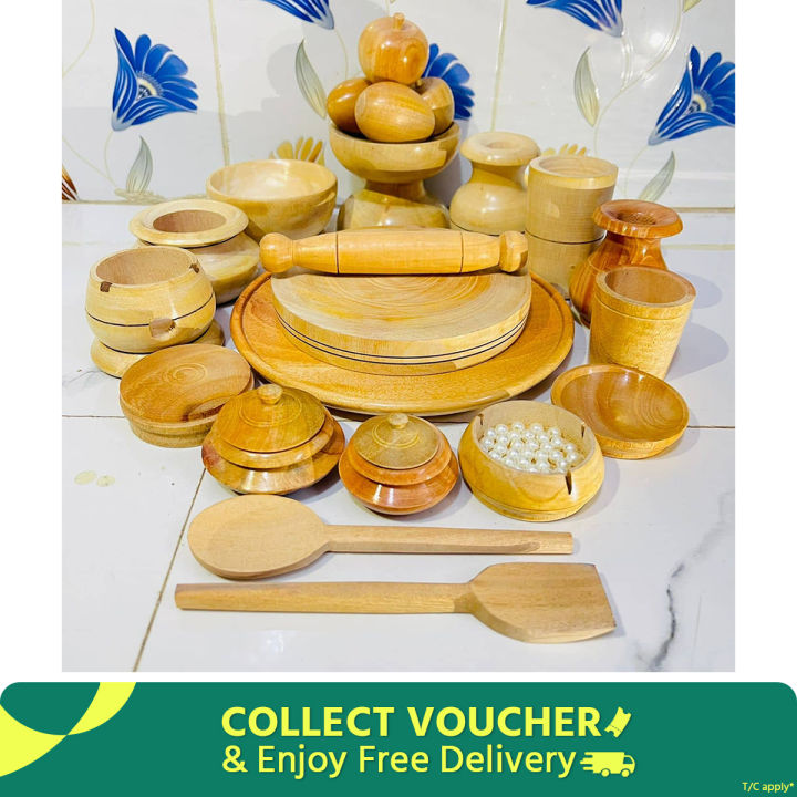 25 Pcs Wooden Kids Toy Set - Kids Cookware Set | Daraz.com.bd
