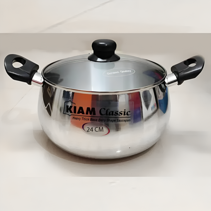 Kiam Classic Aluminum Heavy Thick Base Belly Shape Saucepan With ...