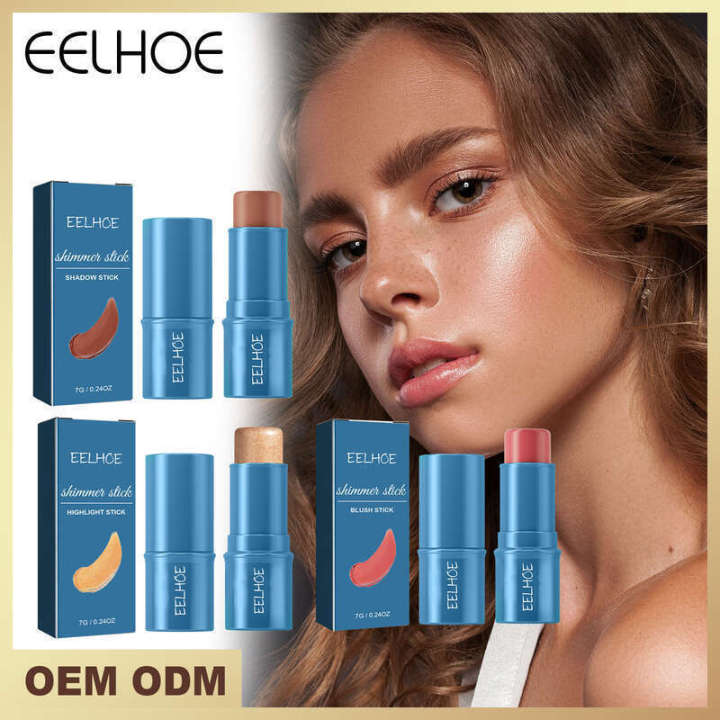 Eelhoe multi function highlight shadow powder blusher stick three ...