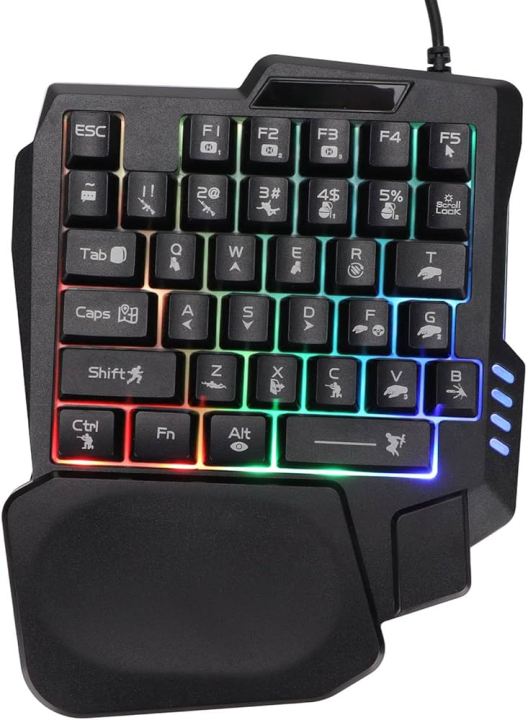 One Handed Gaming Keyboard Rgb Backlit 35 Keys Portable Mini Gaming ...