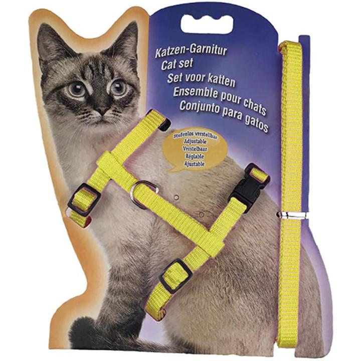 Generic Nylon Pet Cat Kitten Adjustable Harness Lead Leash Collar Belt ...