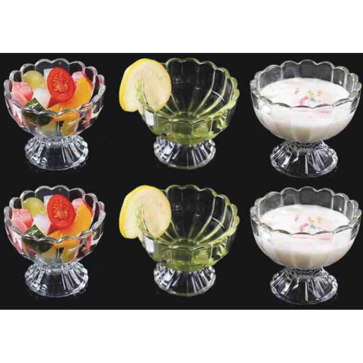 Tableware Set 6 pcs Shapla bati Glass Ice Cream Bowls Classic Salad ...