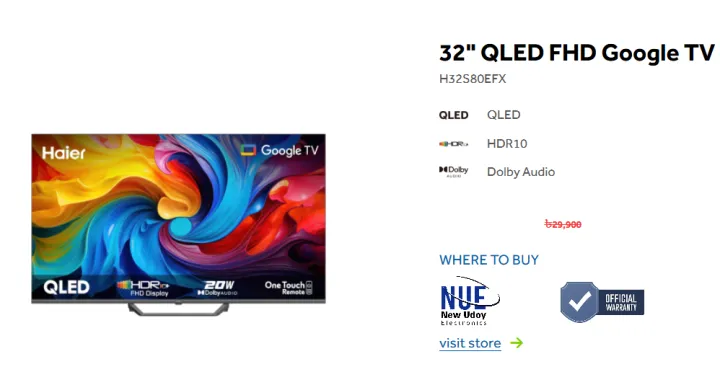 Official Haier 32 Inch'' H32S80EFX QLED Bezel-less LED Google TV ...