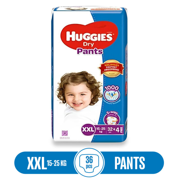 Huggies Dry Pant Style Diaper 2XL (15-25Kg)- 36 Pieces | Daraz.com.bd
