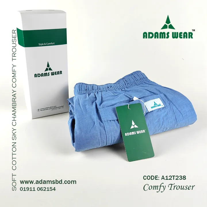 Adams Wear 100% Cotton Sky chambray Comfy Trouser - Trouser | Daraz.com.bd
