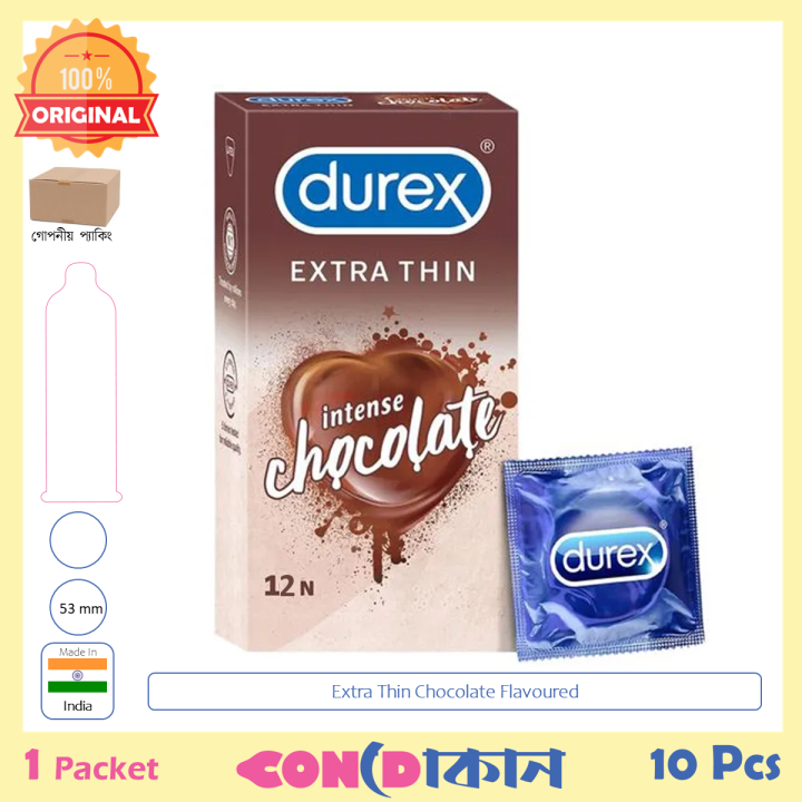 Durex Extra Thin Intense Chocolate Flavoured Condom 1 Pack (12 Pcs) Indian | Daraz.com.bd