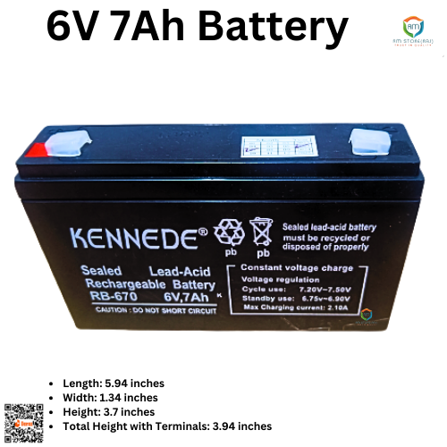 6V 7Ah Rechargeable Sealed Lead Acid (Rechargeable SLA) Battery Kennede ...